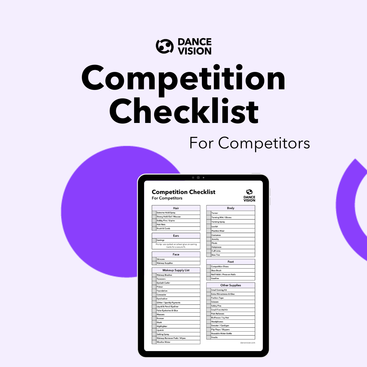 Competition Checklist for Competitors